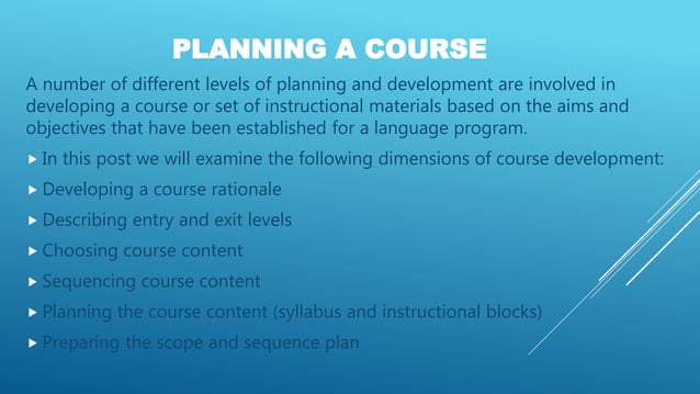 Planning syllabus and course design | PPTX
