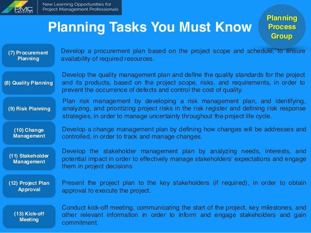 PMP TKS Guide: Planning Process Group;Tasks, Knowledge & Skills