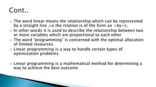 Planning techniques, budgeting, linear programming, scheduling | PPTX ...