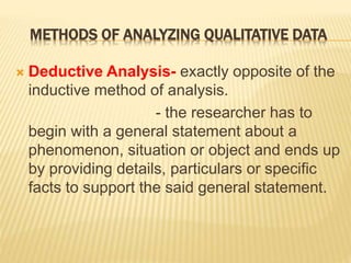 Planning the analysis and interpretation of resseaech data | PPT