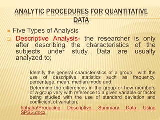 Planning the analysis and interpretation of resseaech data | PPT
