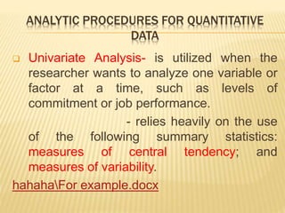 Planning the analysis and interpretation of resseaech data | PPT