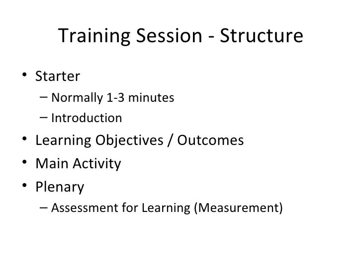 Planning the training session