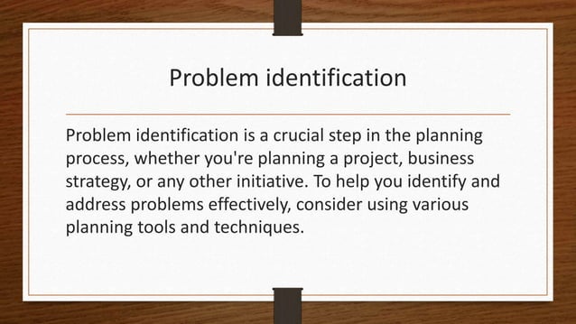 PLANNING TOOLS : Problem Identification. | PPT | Free Download