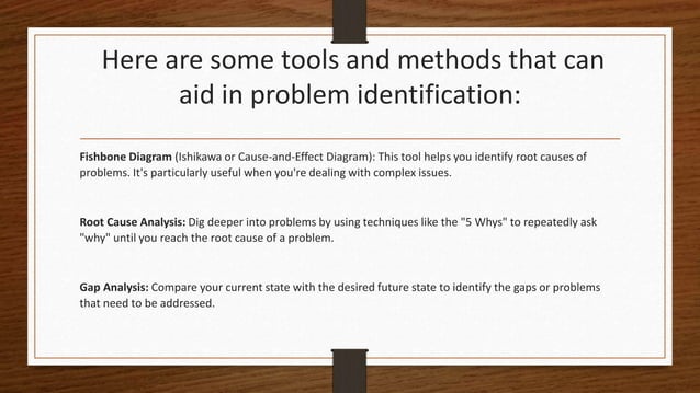 PLANNING TOOLS : Problem Identification. | PPT | Free Download