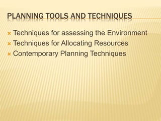 Planning tools and techniques | PPT