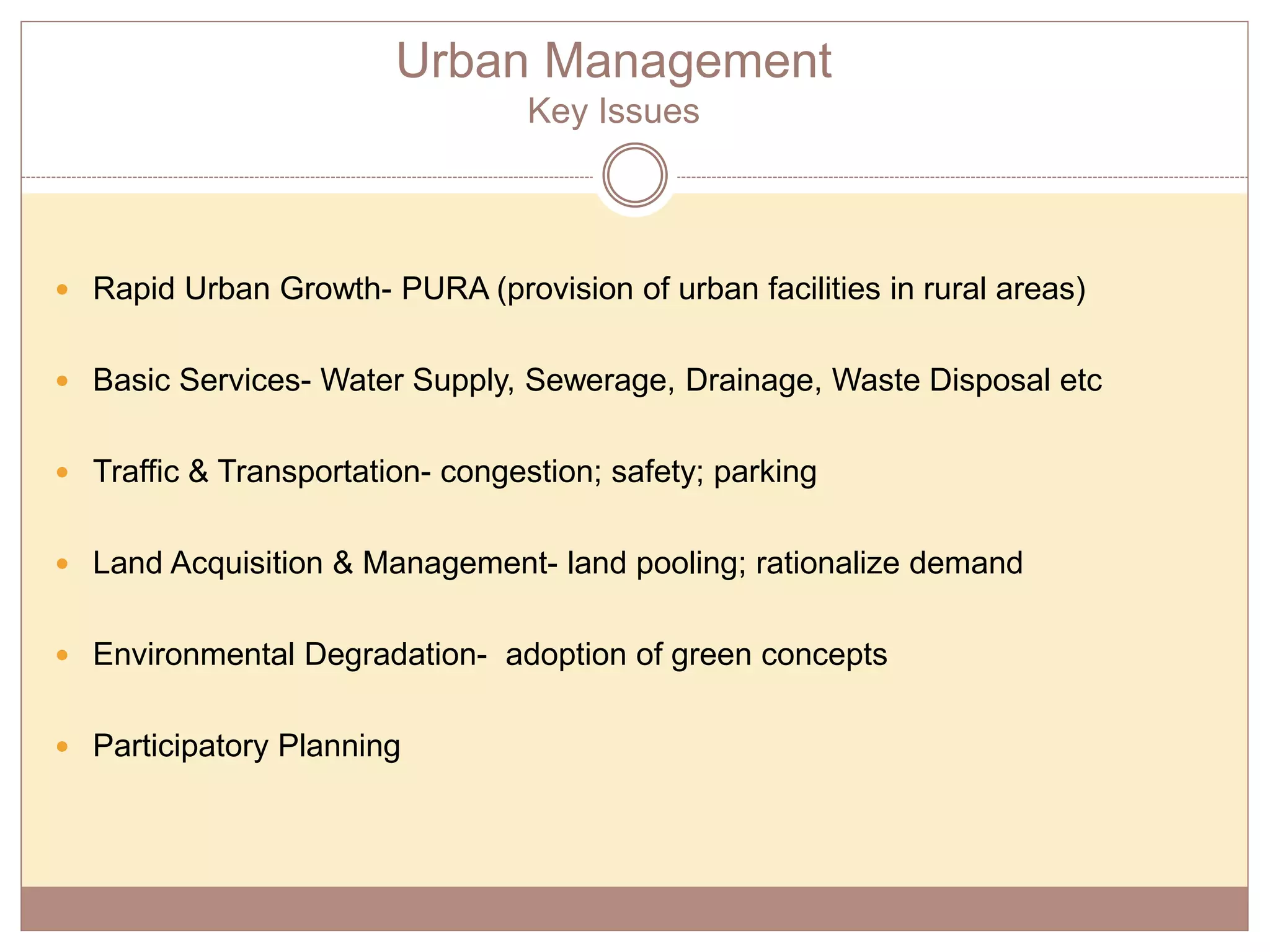 Planning and Urban Management-issues & challenges | PPTX