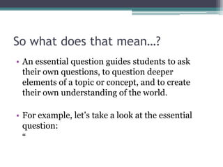 Planning Essential Question