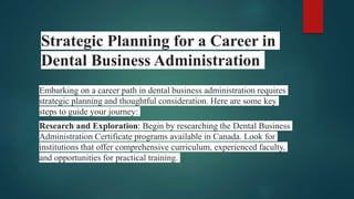 Planning Your Career: Dental Business Administration | PPTX