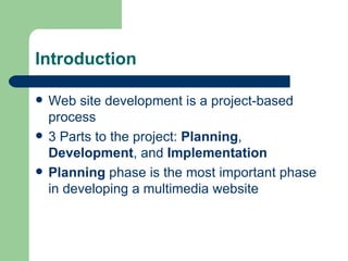 Planning Your Multimedia Web Site | PPT | Web Development | Internet