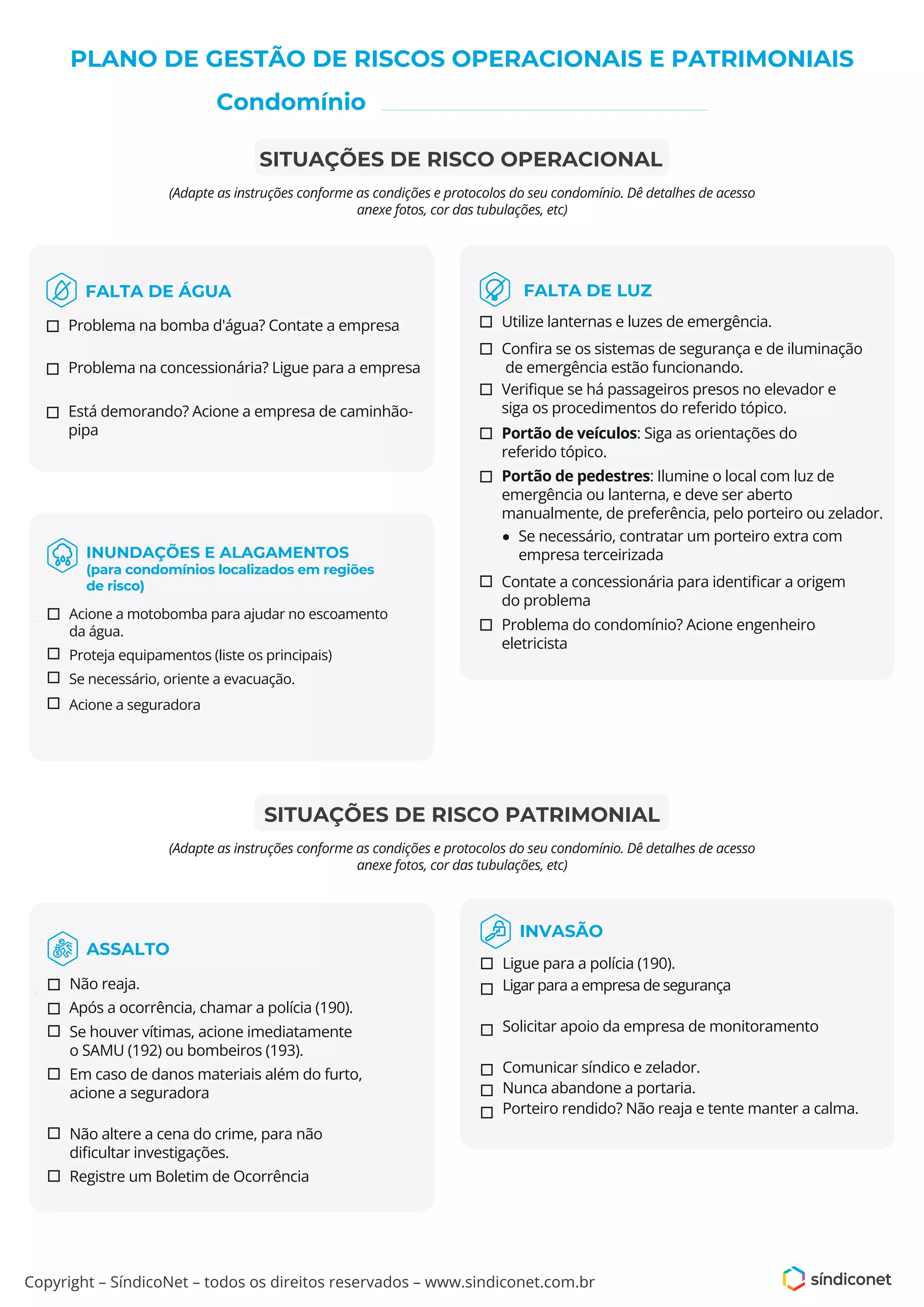 Modelo de Plano de Gestão de Riscos Operacionais para condomínios | PDF