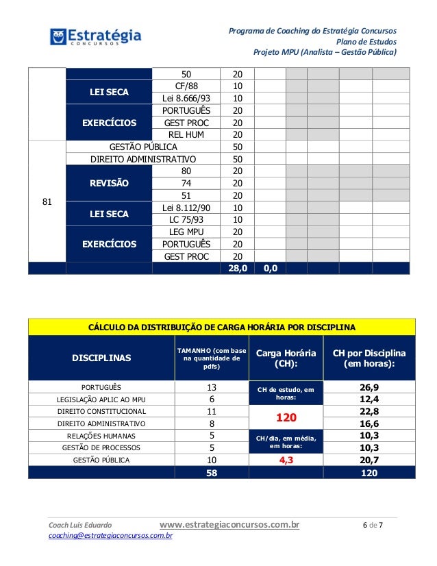 Plano de Estudo para Concurso MPU
