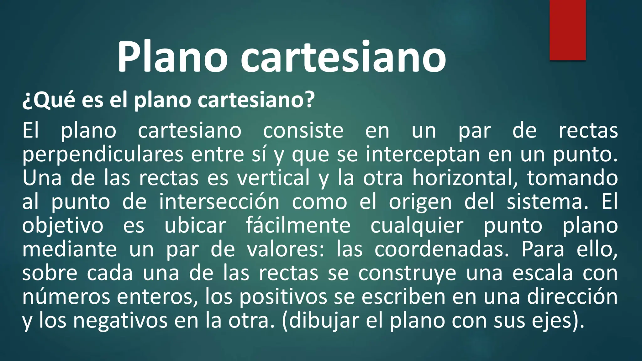PRESENTACIÓN SOBRE UBICACION DE LOS PUNTOS EN EL PLANO CARTESIANO ...
