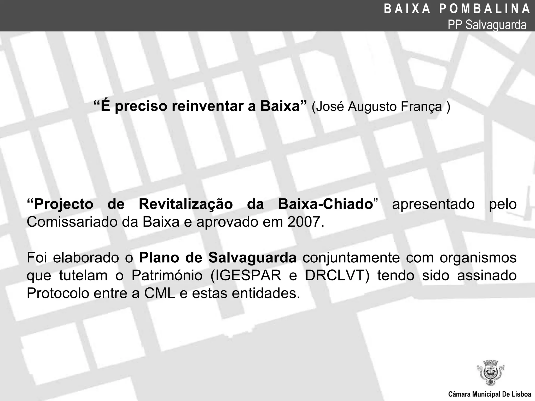 Plano da baixa pombalina 250 anos depois (lisboa) | PPT