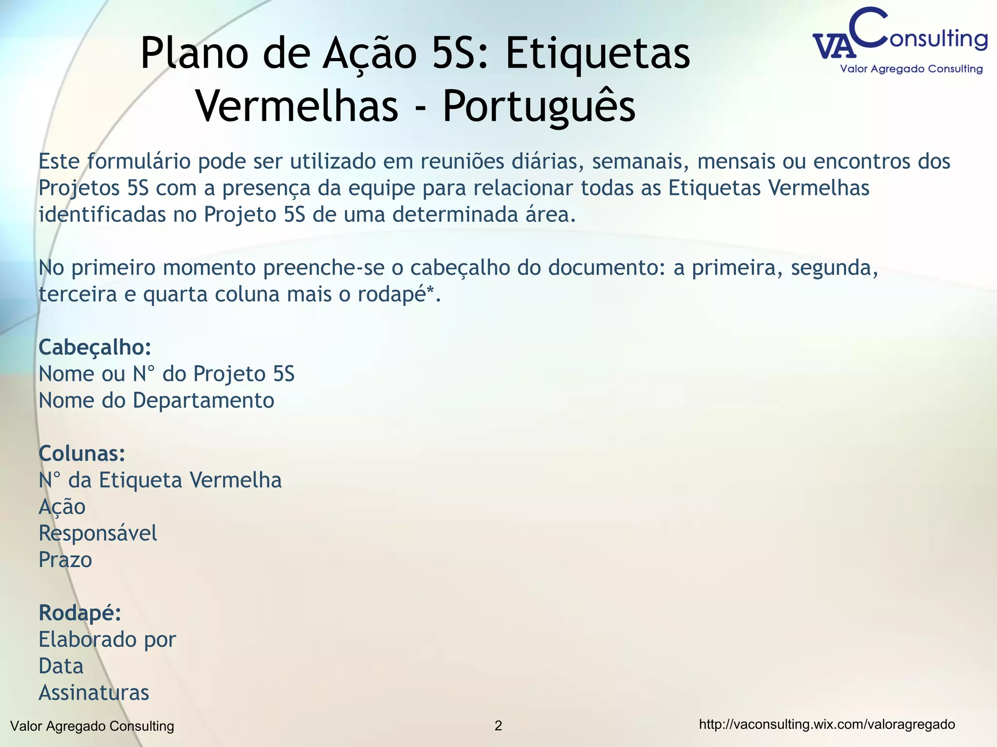 Plano de Ação 5S Etiquetas Vermelhas v3 | PPT