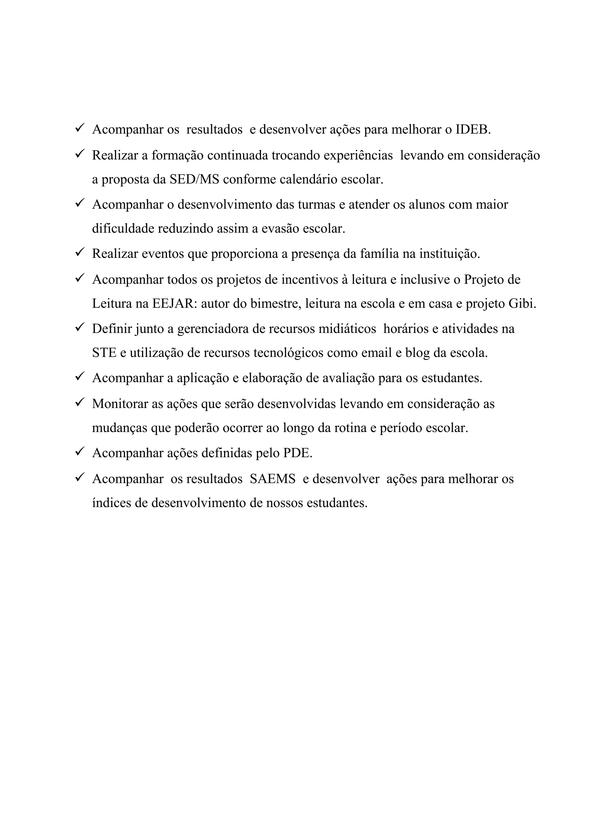 Plano de ação da coordenação de área língua portuguesa | DOC