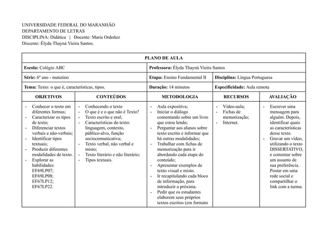 Plano de aula - Língua Portuguesa - 6° ano (Didática).pdf