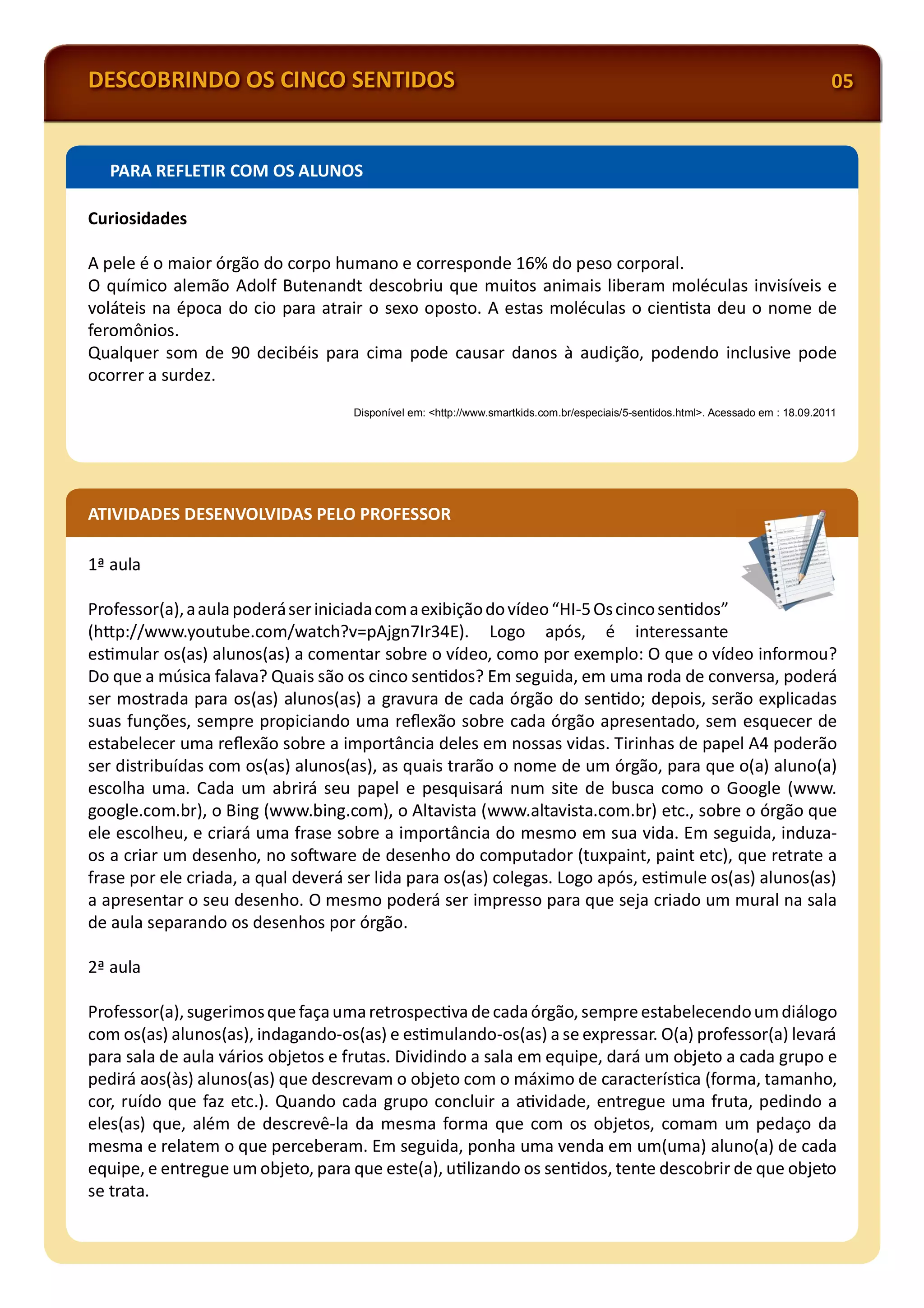 Plano de aula Descobrindo os cinco sentidos | PDF Plano de aula Descobrindo os cinco sentidos | PDF