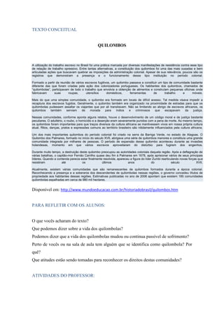 Plano de aula quilombolas- francisca roseane | PDF