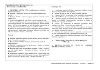 Plano de folclorico infantil 3 de simone drumond1 | PDF