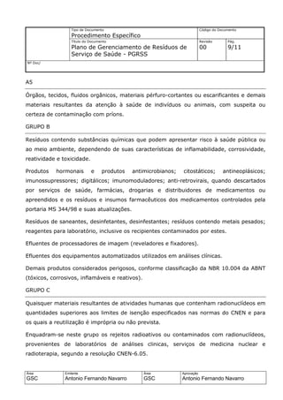 Plano de gerenciamento de resíduos de serviços de saúde pgrss | PDF