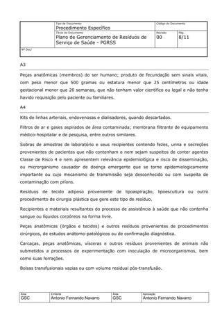 Plano de gerenciamento de resíduos de serviços de saúde pgrss | PDF