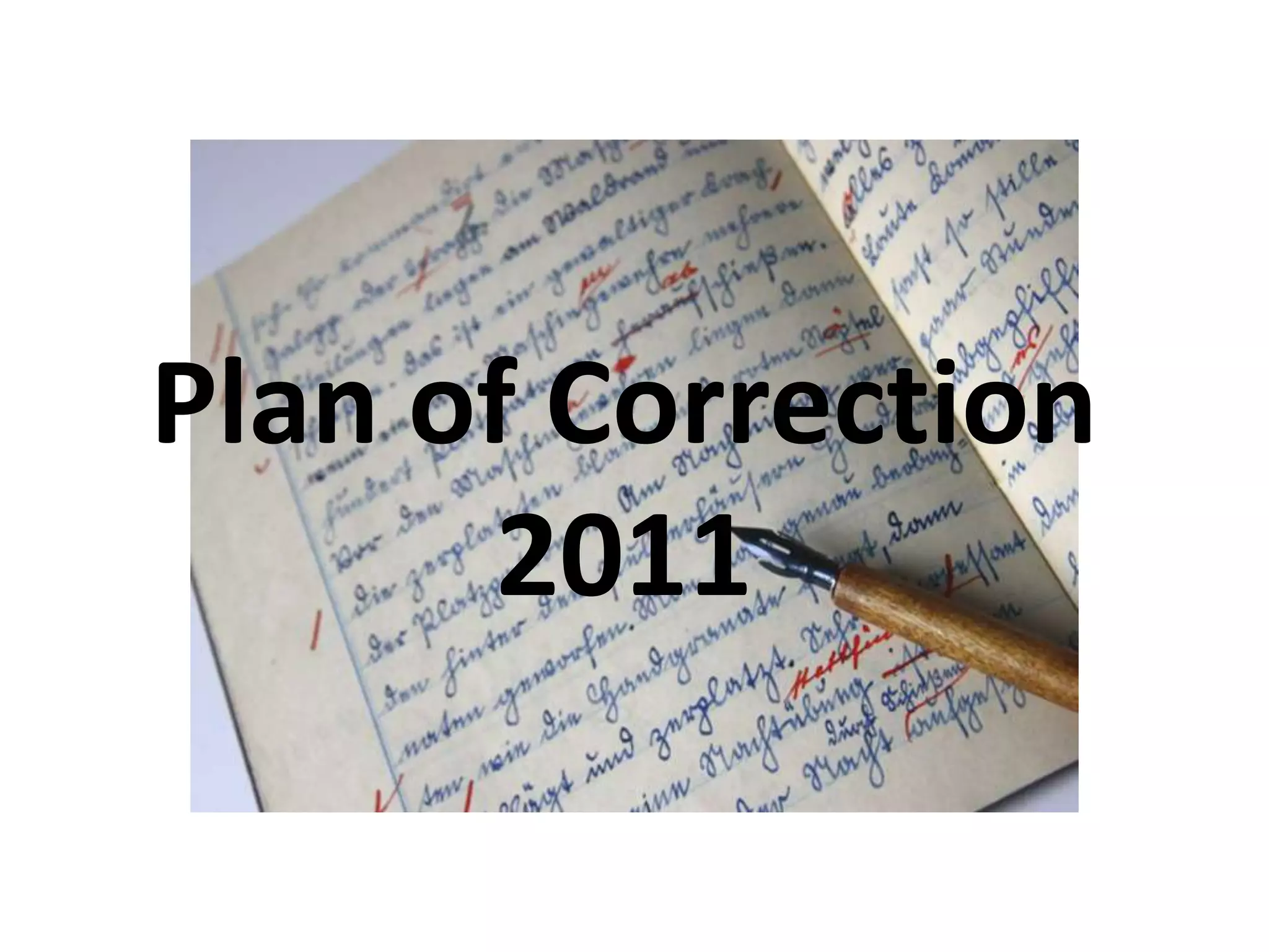 Plan of Correction 2011 | PPT