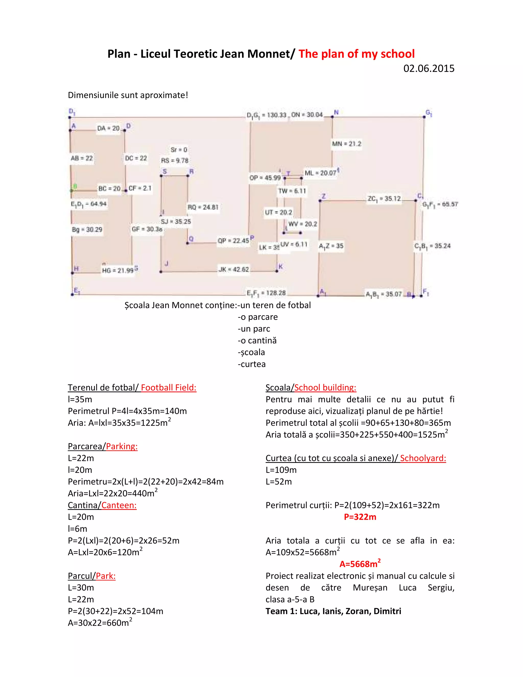 The plan of my school / Jean Monnet High School | PDF