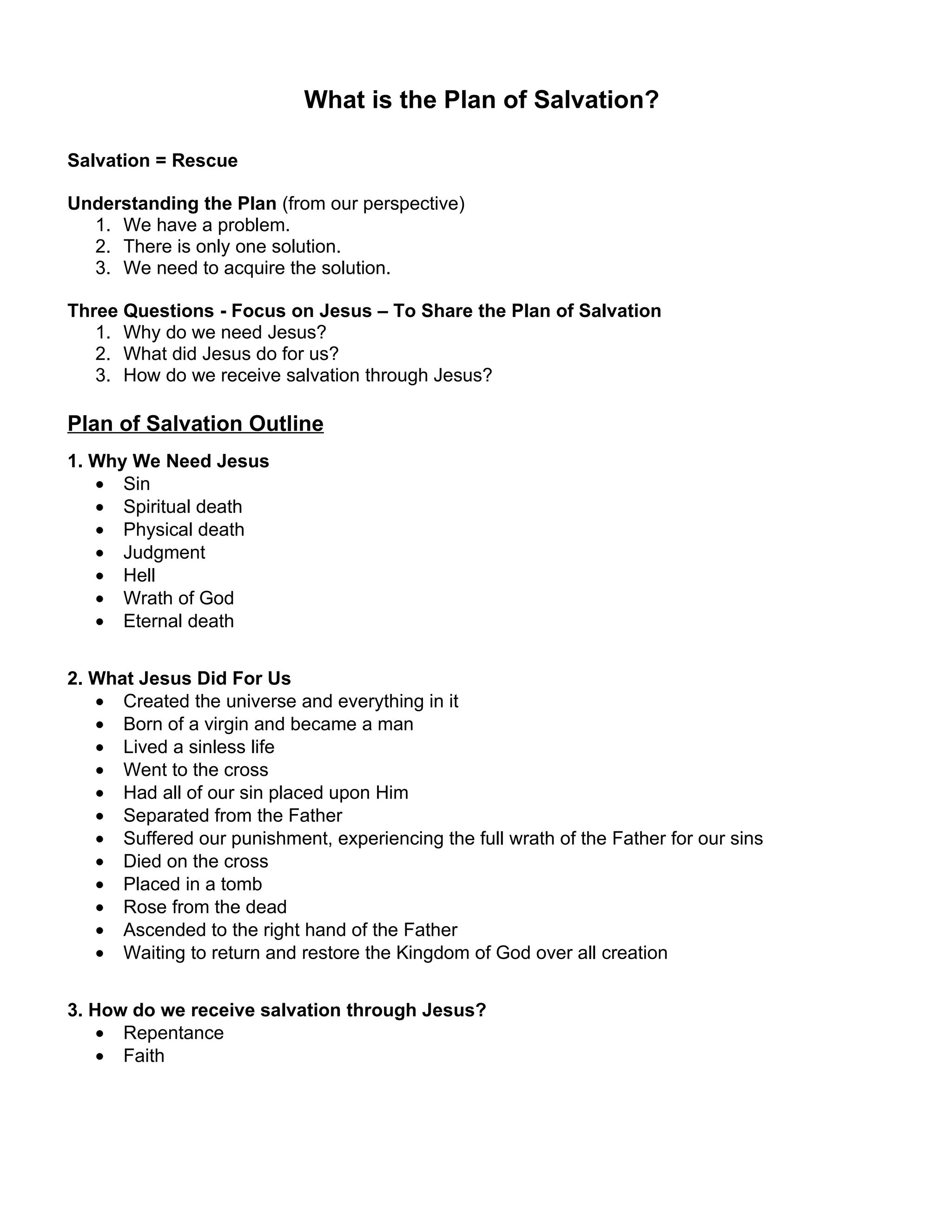 Plan of Salvation Basics (Letter sized) | DOC
