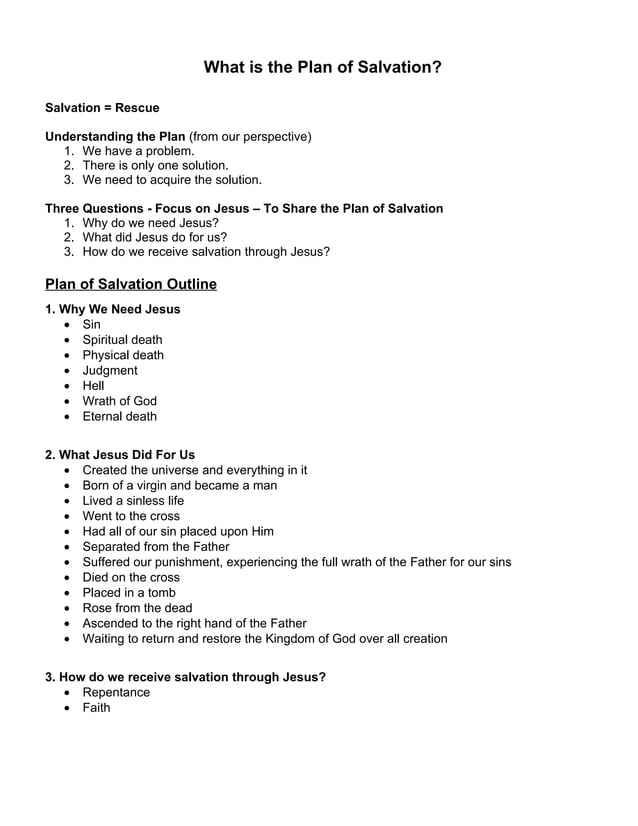 Plan of Salvation Basics (Letter sized) | PDF
