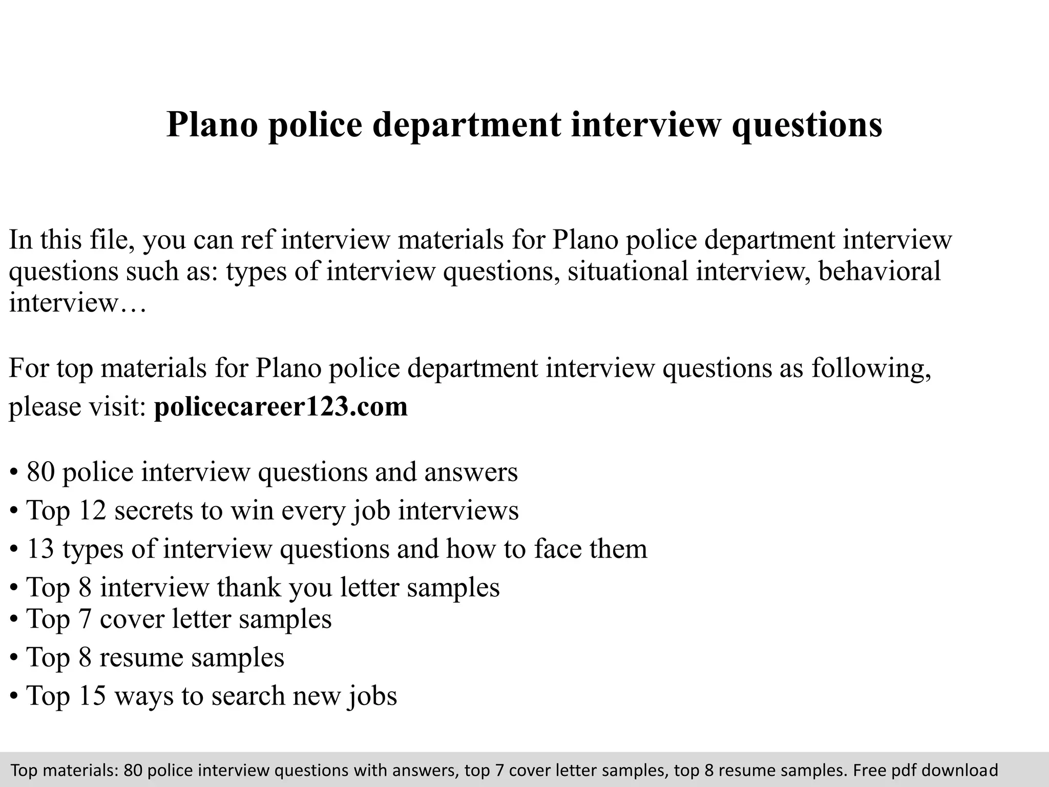 Plano police department interview questions | PPT