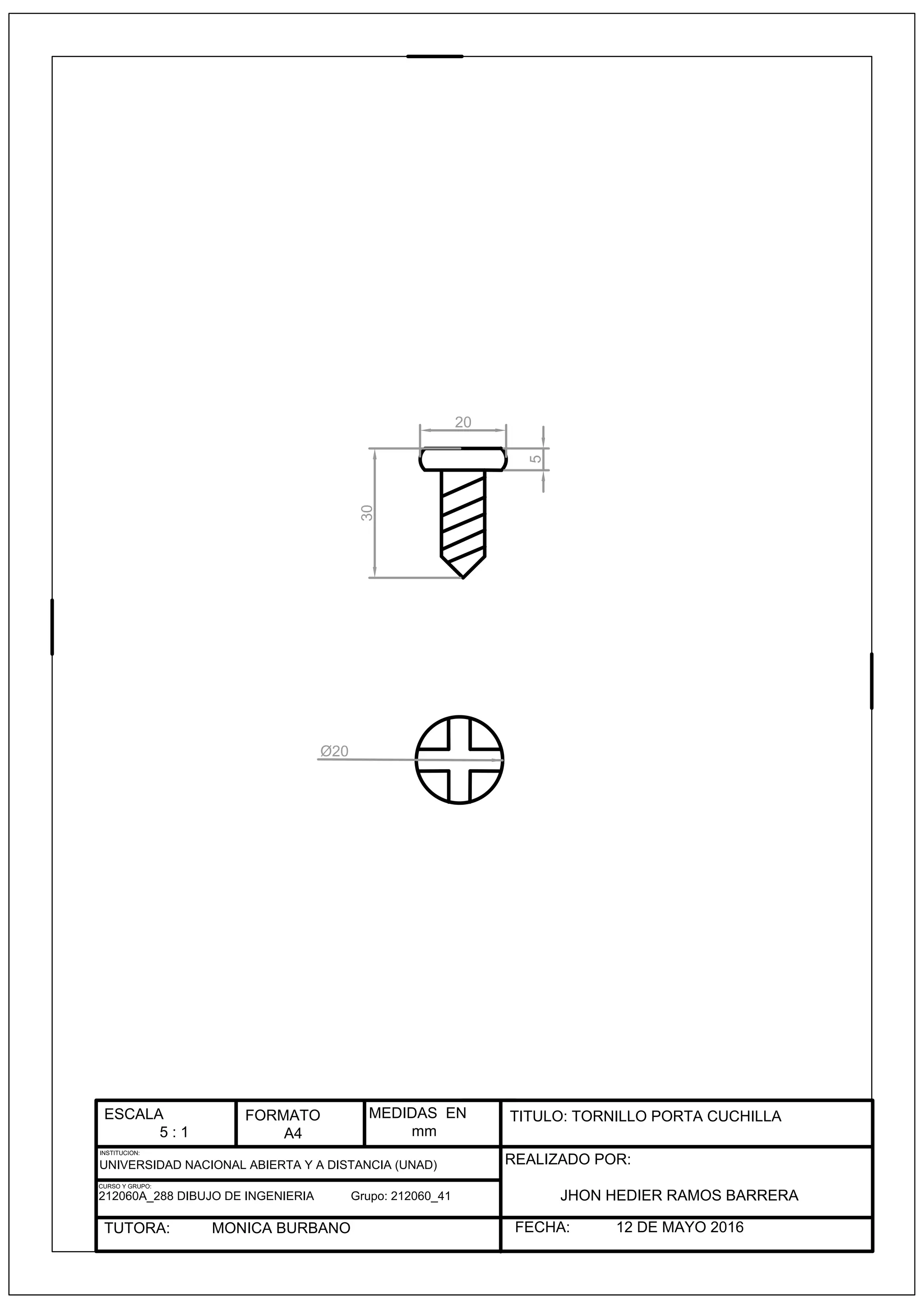 Plano tornillo jhon_ramos | PDF