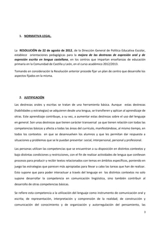 Plan para la mejora de las destrezas de expresión oral y escrita | DOC