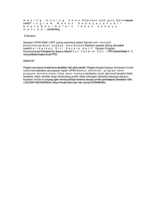 Plan perancanagan kecemerlangan sains upsr sek | PDF