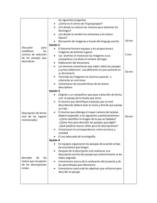 Plan por proyecto de español | DOCX