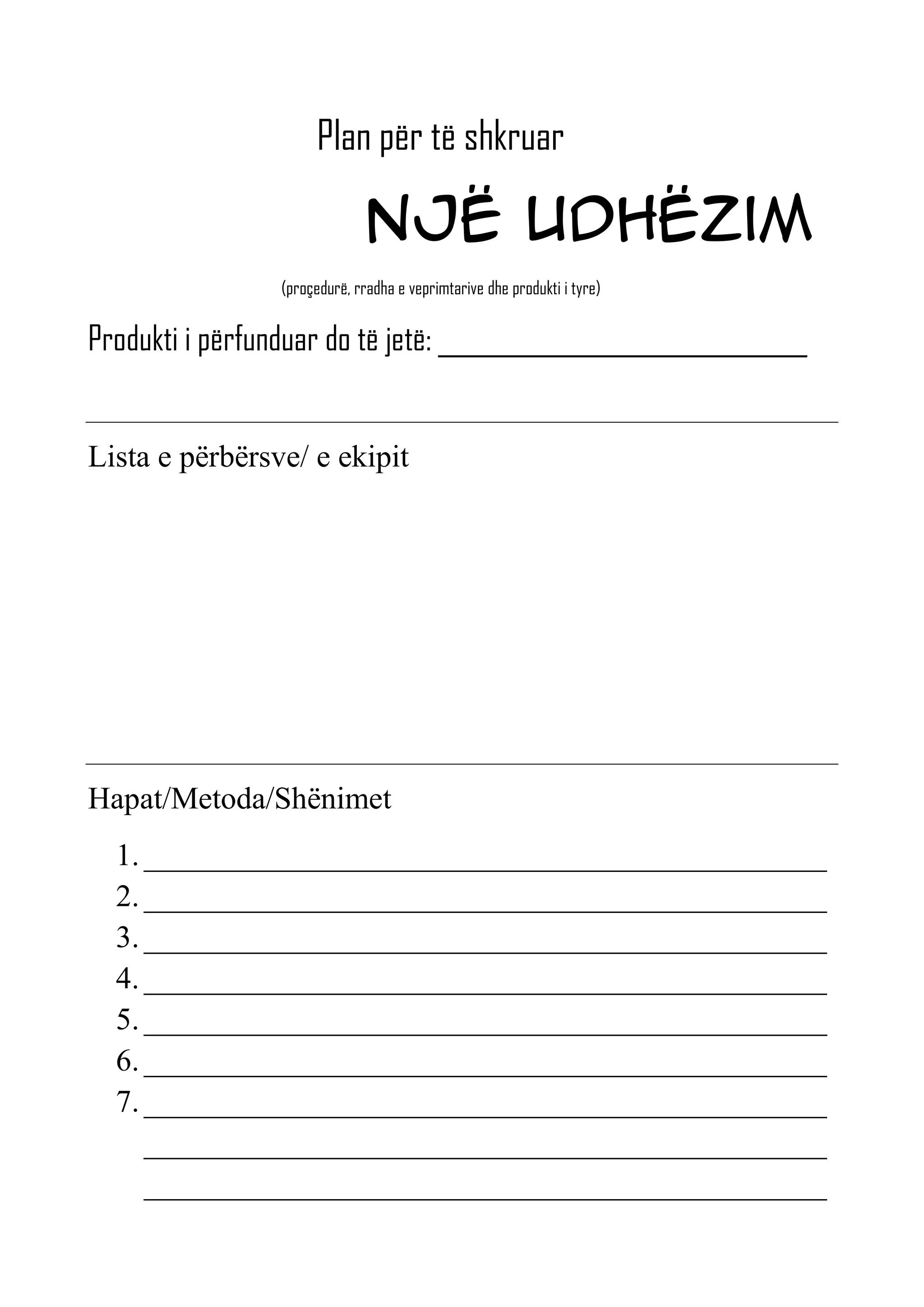 Plan për të shkruar udhezime | DOCX
