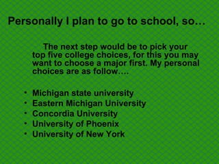 Plans after high school? | PPT