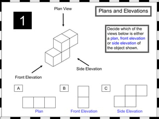 Plans and elevations from whiteboard maths | PPTX