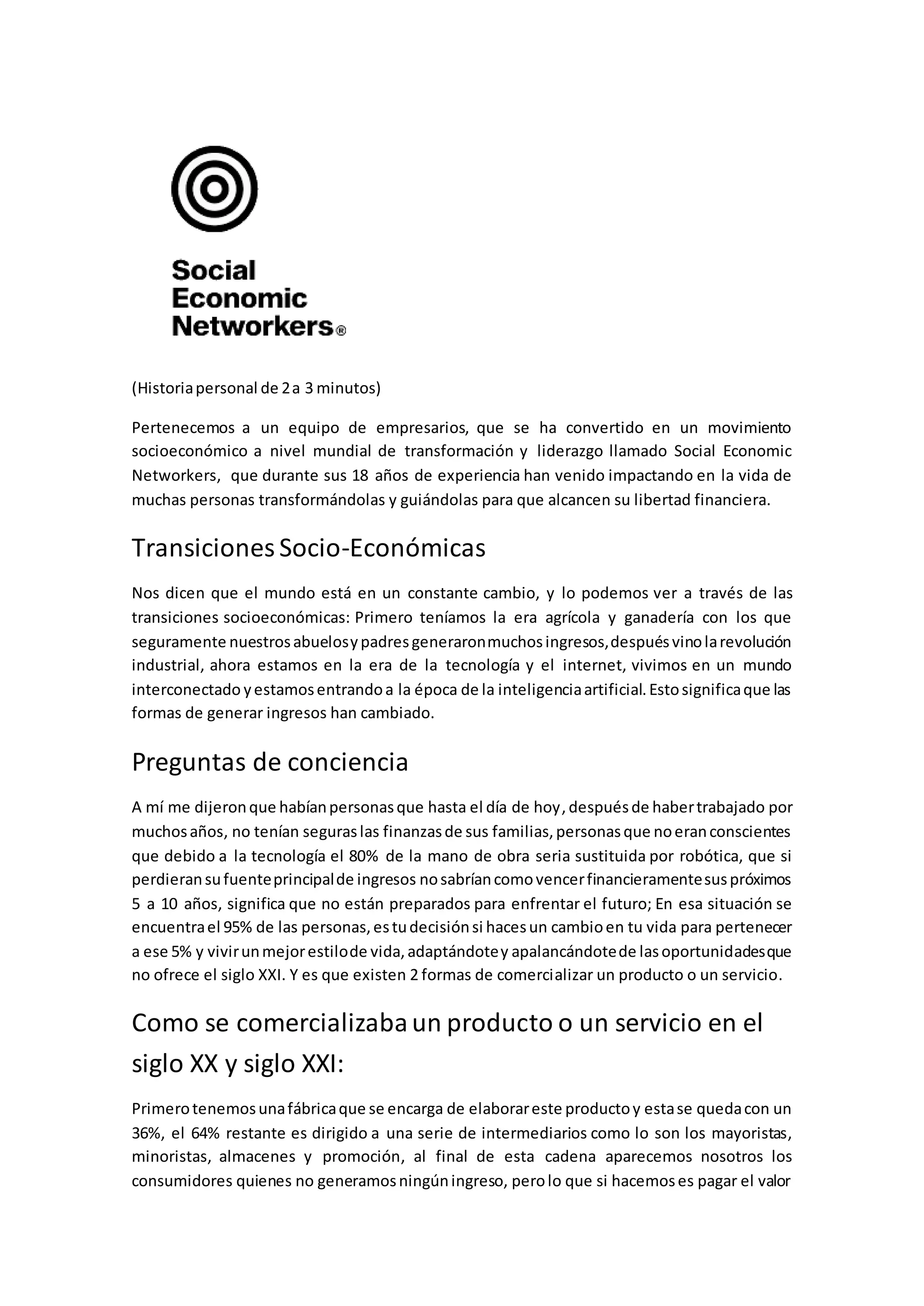 Plan de Negocios Social Economic Networkers (Escrito) | DOCX