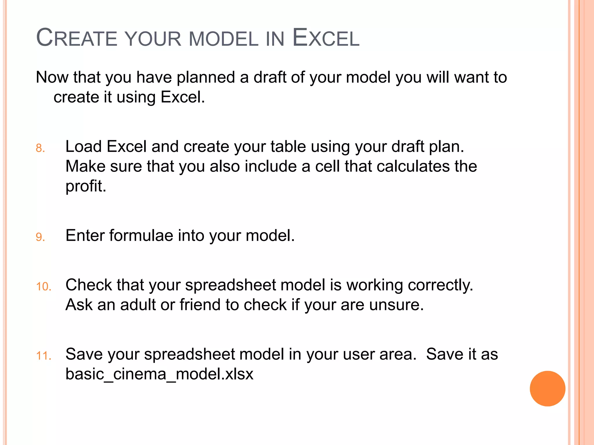 Plan A Spreadsheet Model | PPT