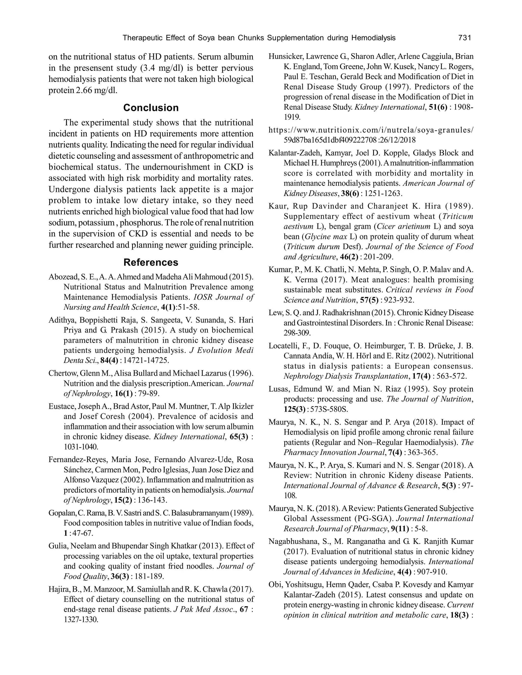 THERAPEUTIC EFFECT OF SOYA BEAN CHUNKS SUPPLEMENTION DURING ...