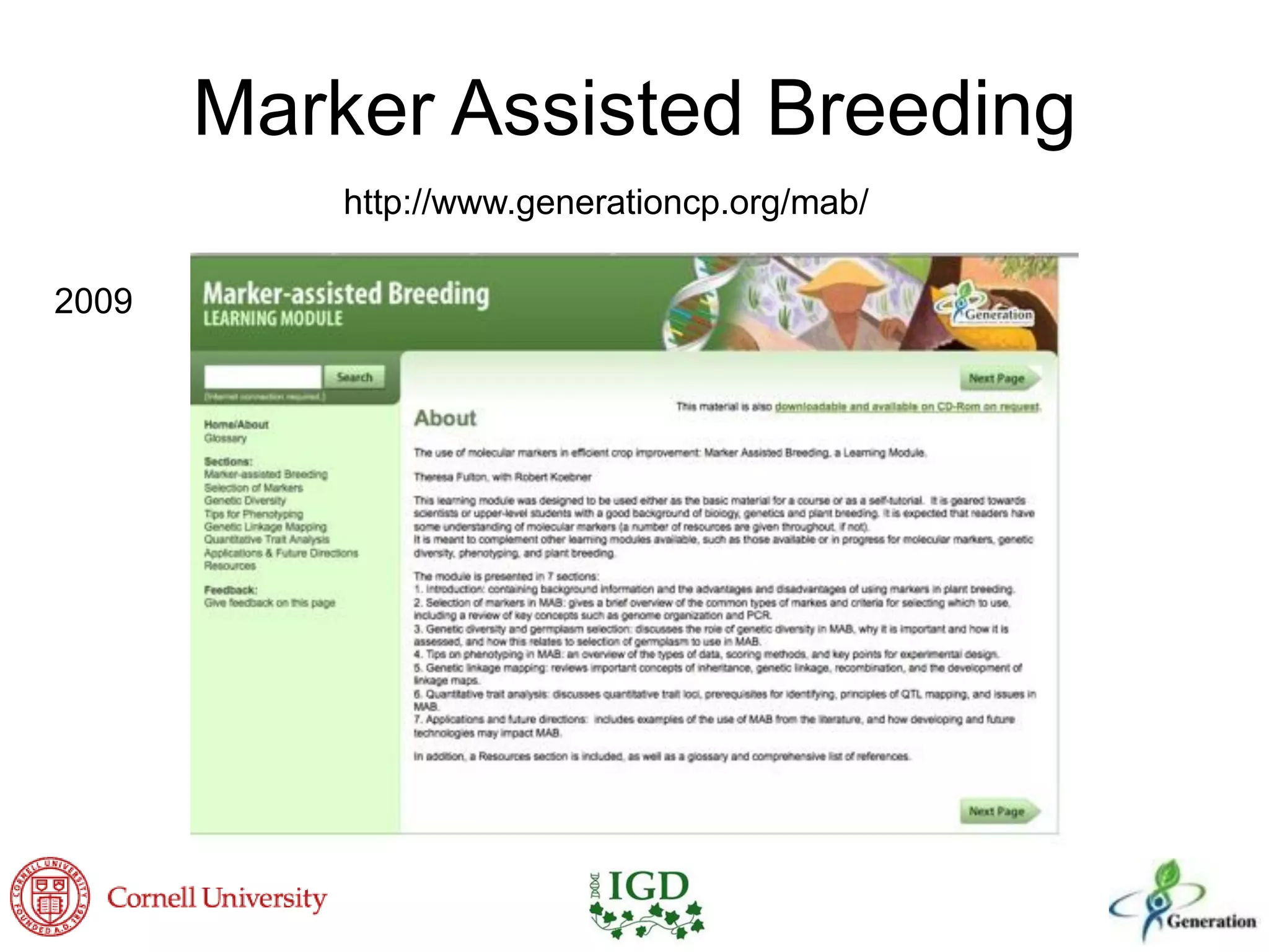 GRM 2011: Plant breeding concepts and methods -- A learning module | PDF