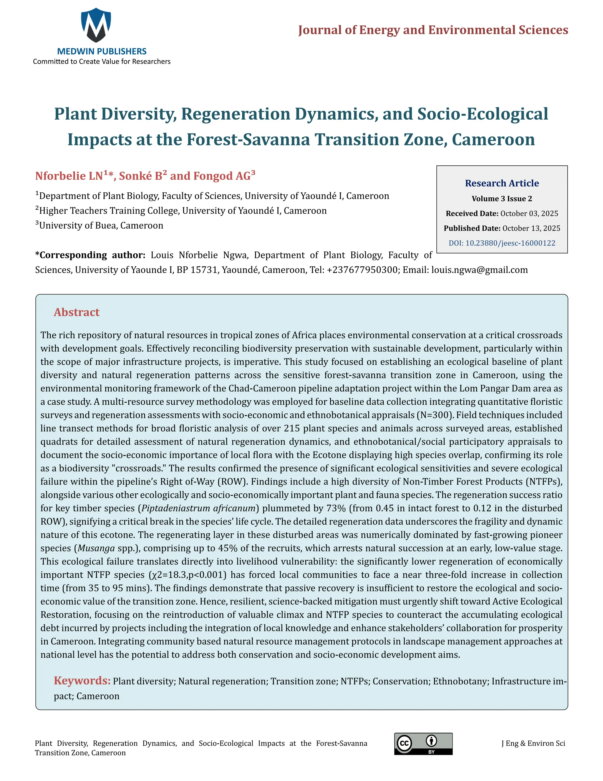 Plant Diversity, Regeneration Dynamics, and Socio-Ecological Impacts at ...