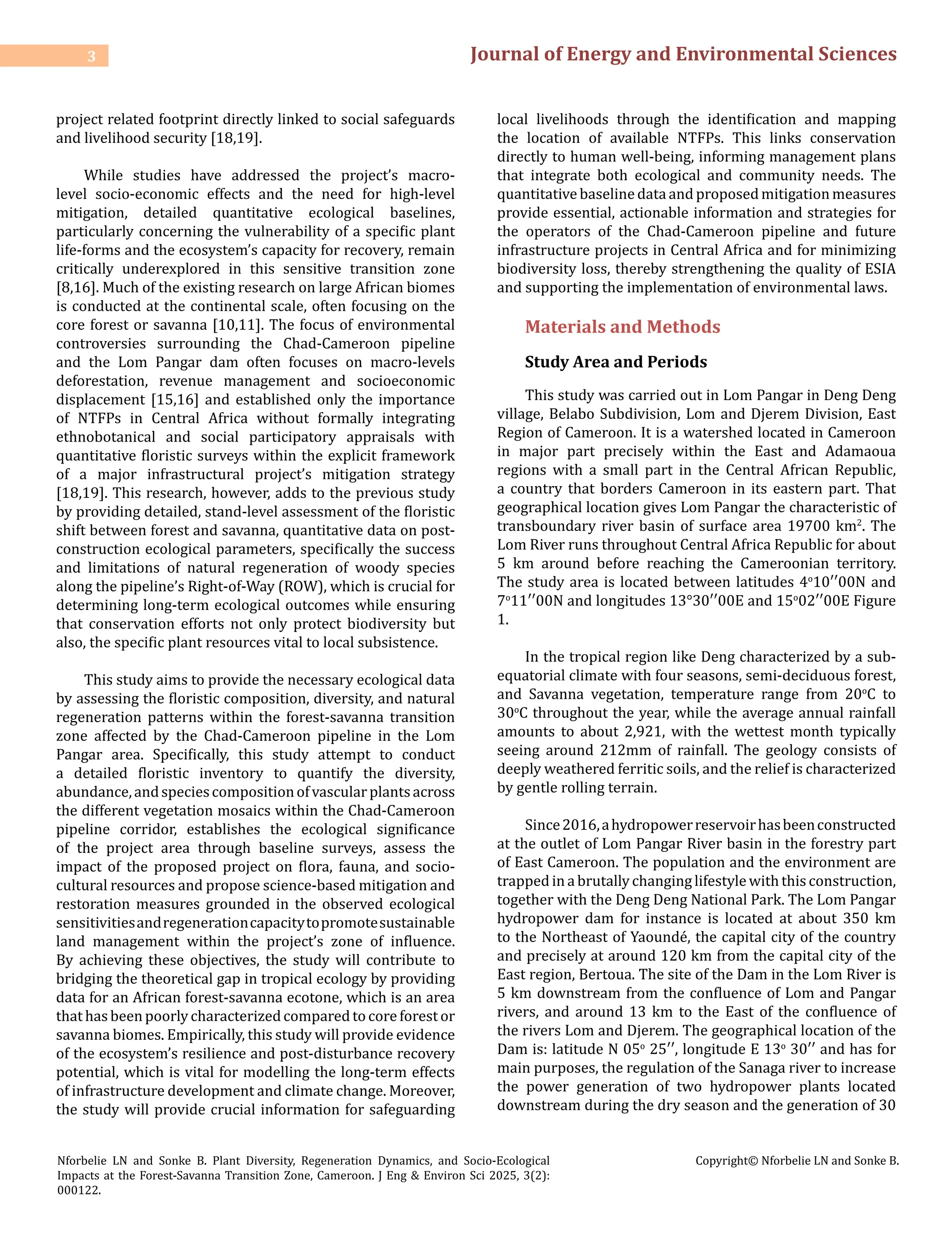 Plant Diversity, Regeneration Dynamics, and Socio-Ecological Impacts at the Forest-Savanna ...
