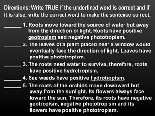 Plant adaptation: Reaction to Stimuli/ Tropism | PPTX