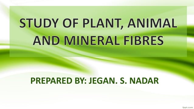 Study of Plant, animal and mineral fibres | PPT