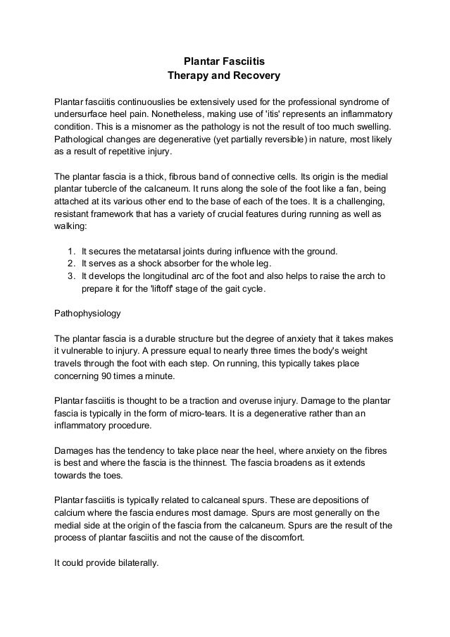 Plantar fasciitis therapy and recovery