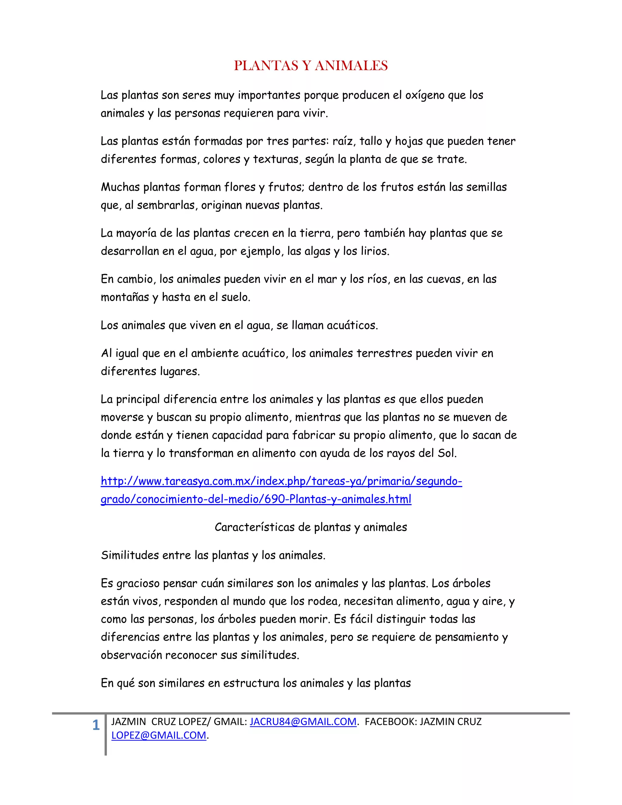 Plantas y animales | DOCX