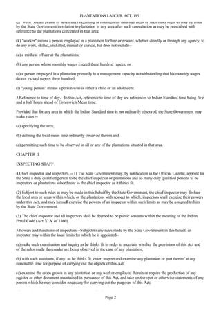Plantation labour act-1951 | PDF