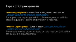 Introduction to Cryo and Organogenesis differentiation | PPTX